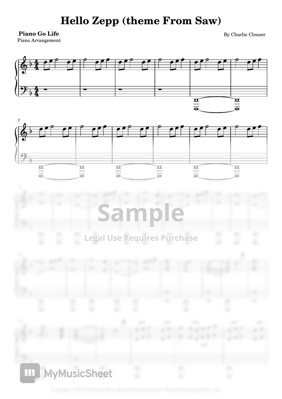 Saw Main Theme - Hello Zepp Sheets by Piano Go Life