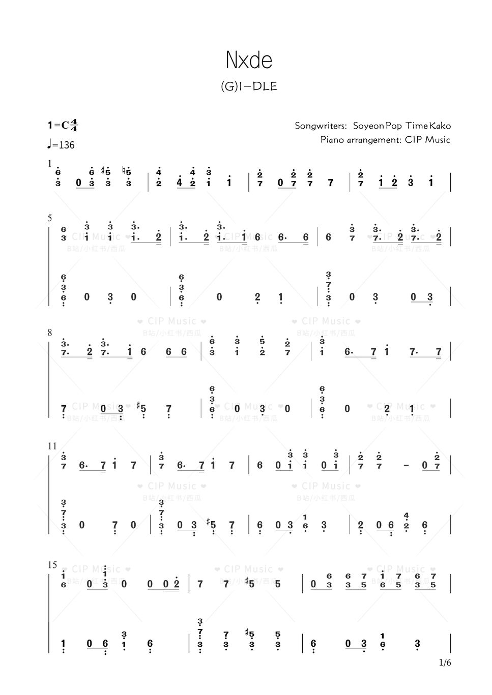 (G)I-DLE - Nxde (2 versions) Spartito by CIP Music