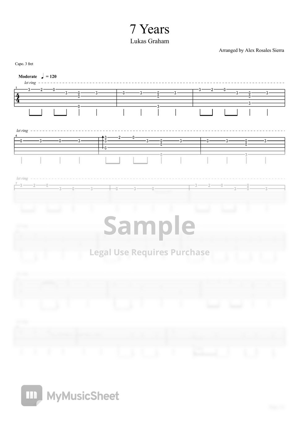 Luckas Graham - 7 years (Fingerstyle) Sheets by Alex Rosales Sierra