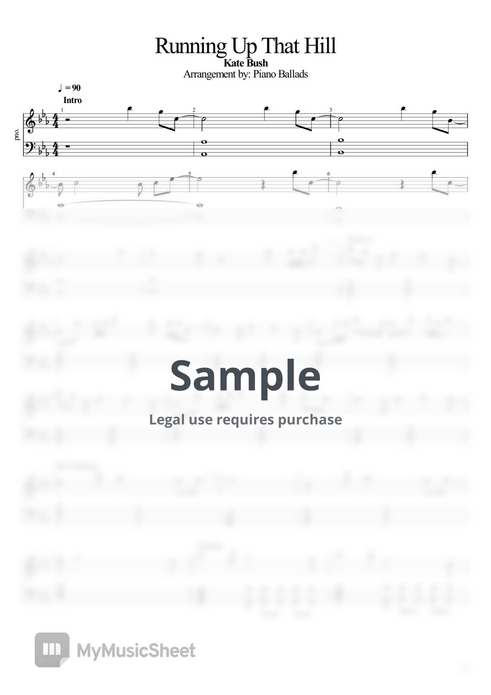 Kate Bush - Running Up That Hill Sheet Music by Piano Ballads