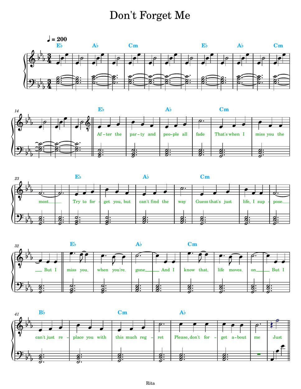 Imagine Dragons - Don't Forget Me (Simple version with lyrics and chords) Sheet Music by Rita B