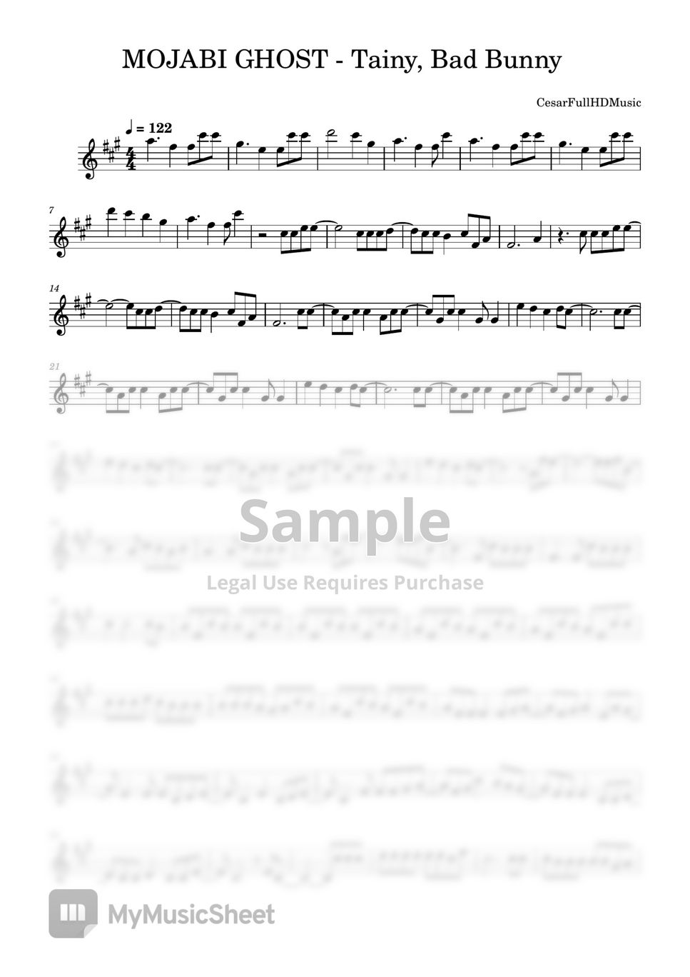 Tainy, Bad Bunny - MOJABI GHOST Sheets