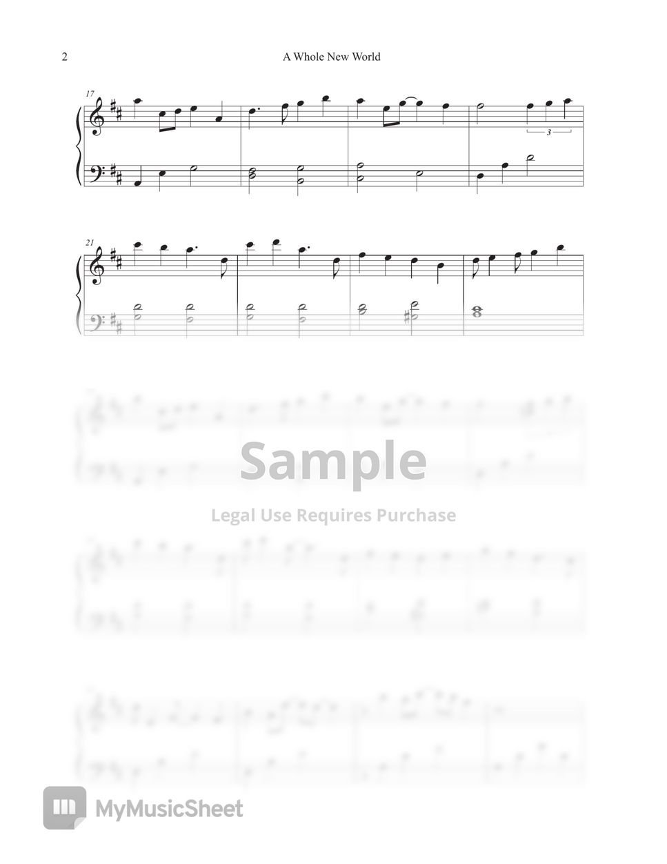 Aladdin ost. - A Whole New World (Easy ver.) 楽譜 by Tully Piano