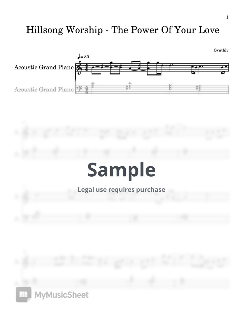 Hillsong Worship - The Power Of Your Love (EASY PIANO SHEET) Sheets by Synthly
