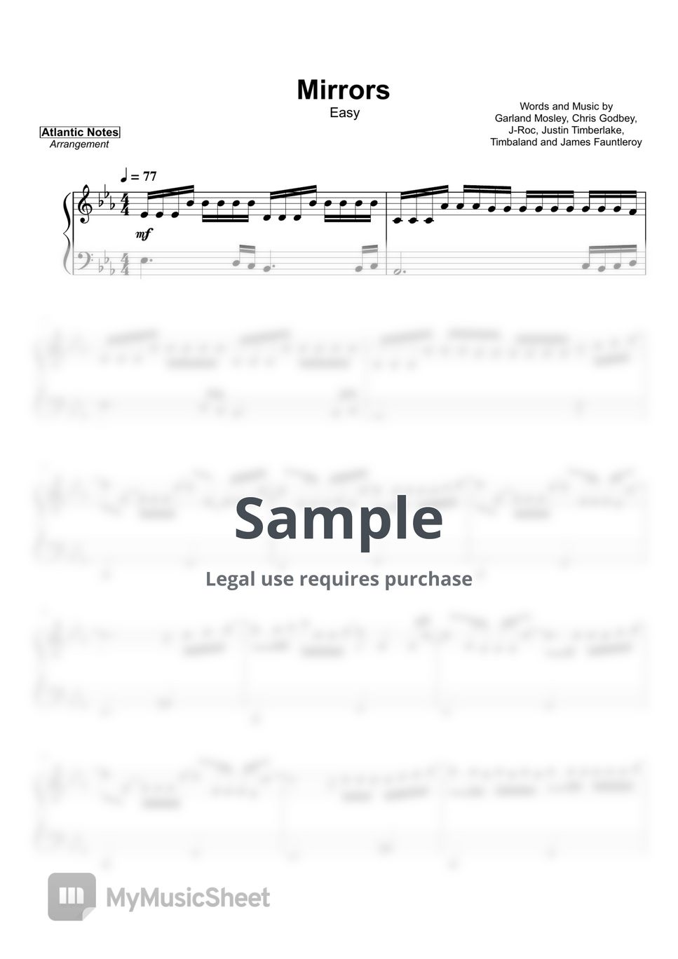 Justin Timberlake - Mirrors 악보 by Atlantic Notes