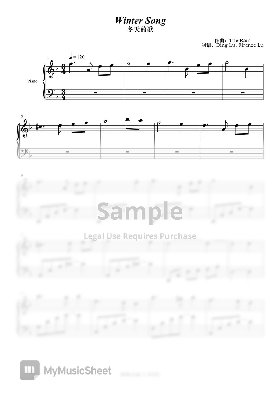 Kim Yoon - Winter Song 楽譜 by Lingting