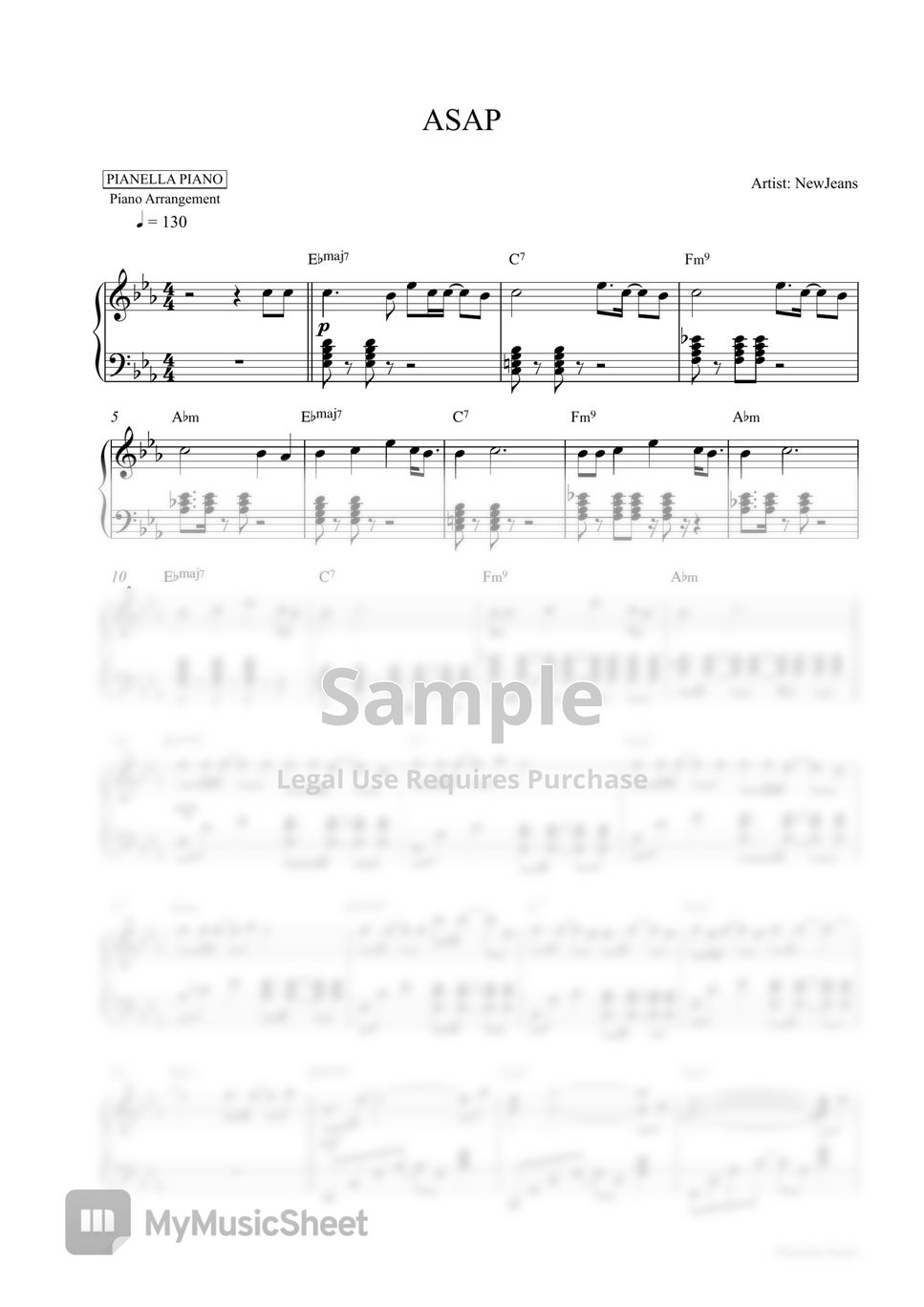 NewJeans - ASAP (Piano Sheet) Sheet Music by Pianella Piano