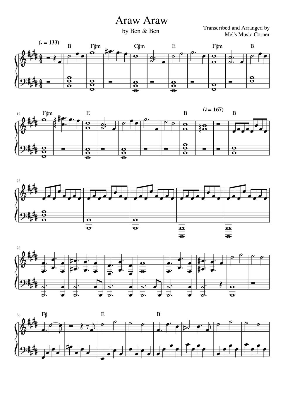 Ben&Ben - Araw-Araw (piano sheet music) Partitura by Mel's Music Corner