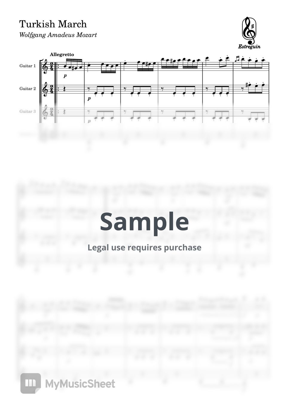 Wolfgang Amadeus Mozart - Turkish March (Guitar Quartet) Sheets by ...