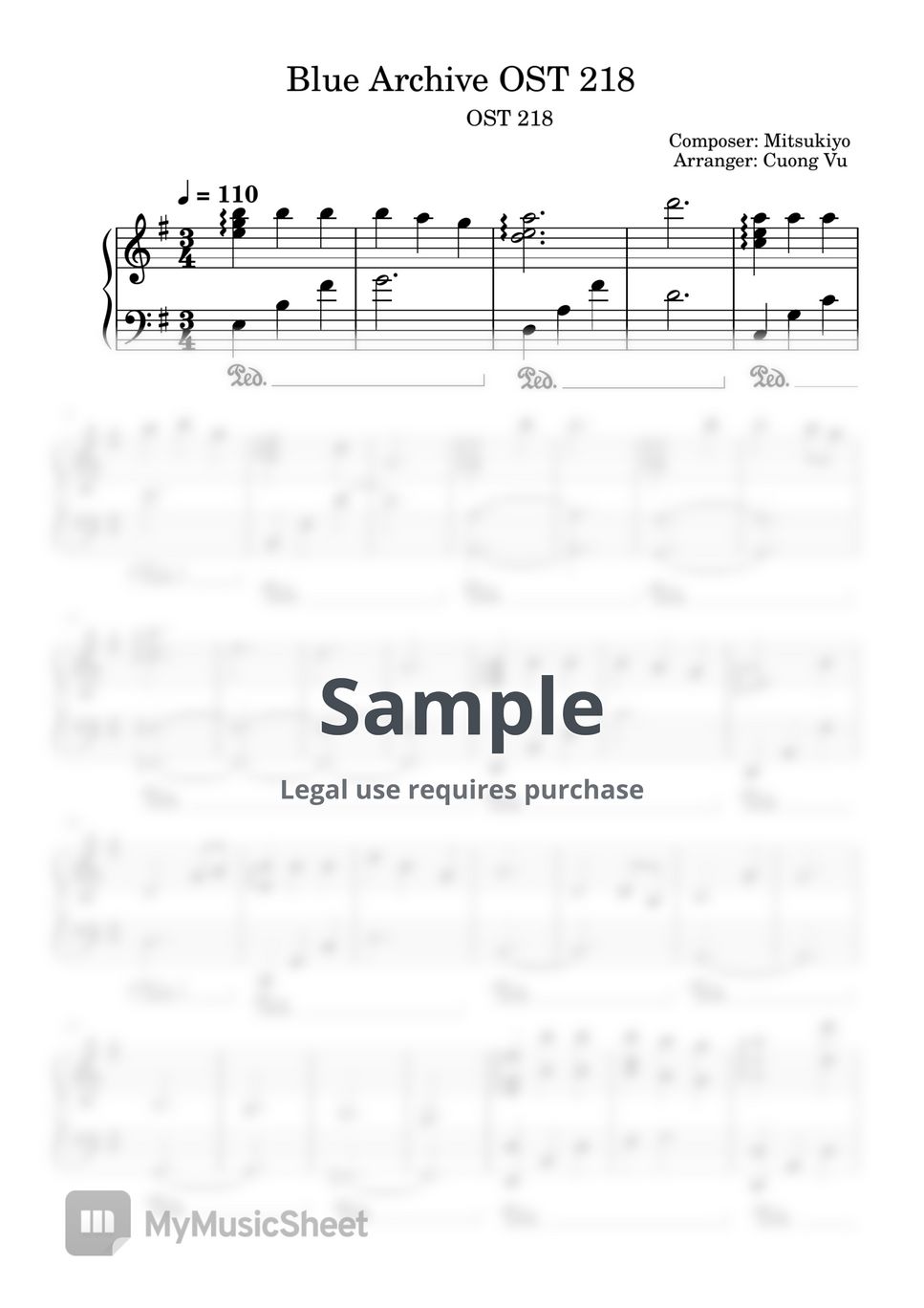 Mitsukiyo - Blue Archive OST 218 Sheet Music by Cuong Vu