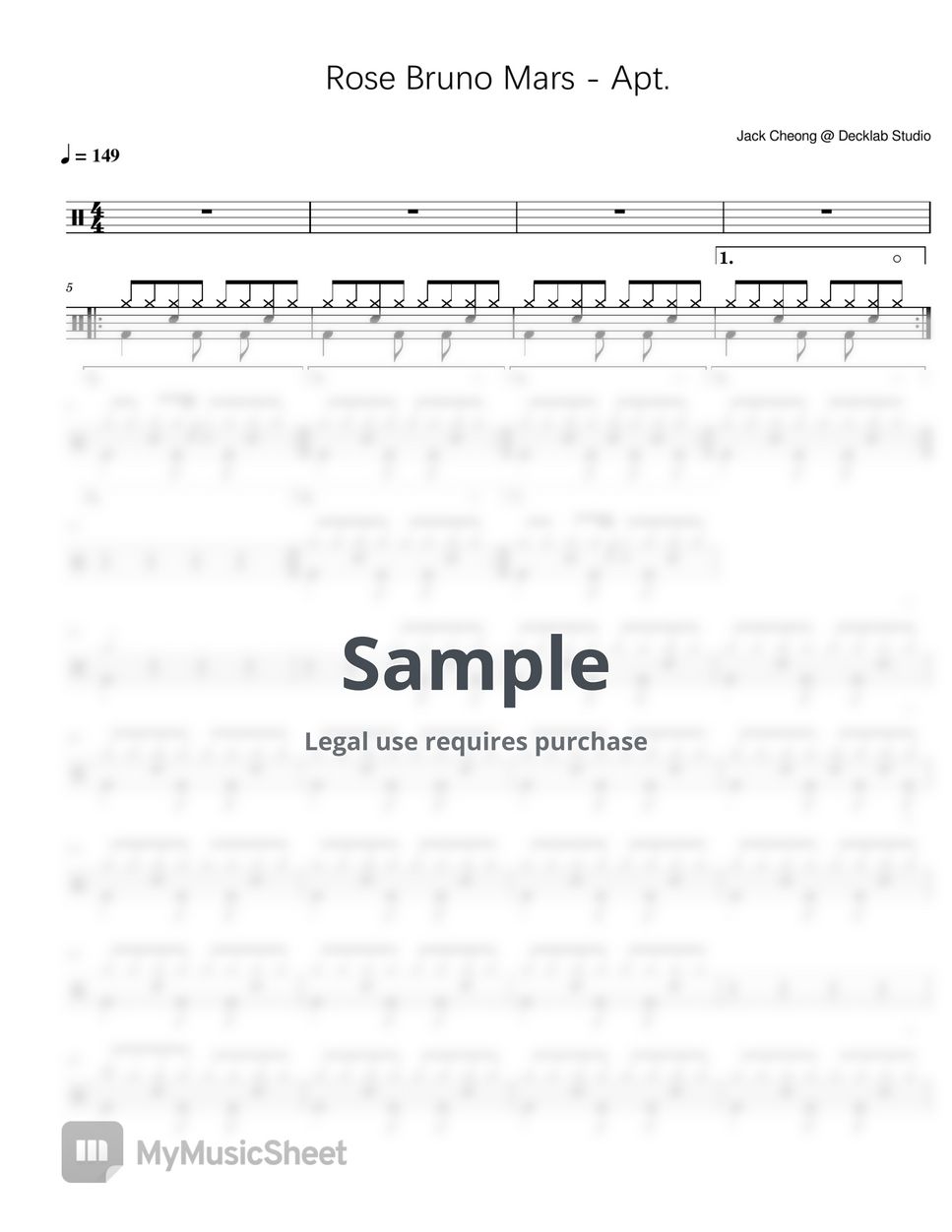 Rosé, Bruno Mars - Apt. (Drum) Sheets by Jack
