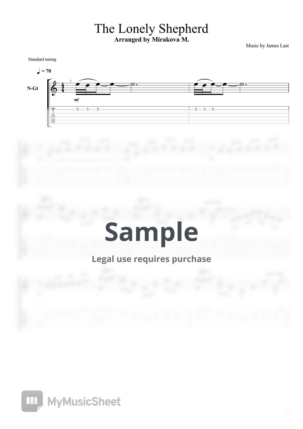 James Last - The Lonely Shepherd TAB+1 Staff by Marina Mirakova