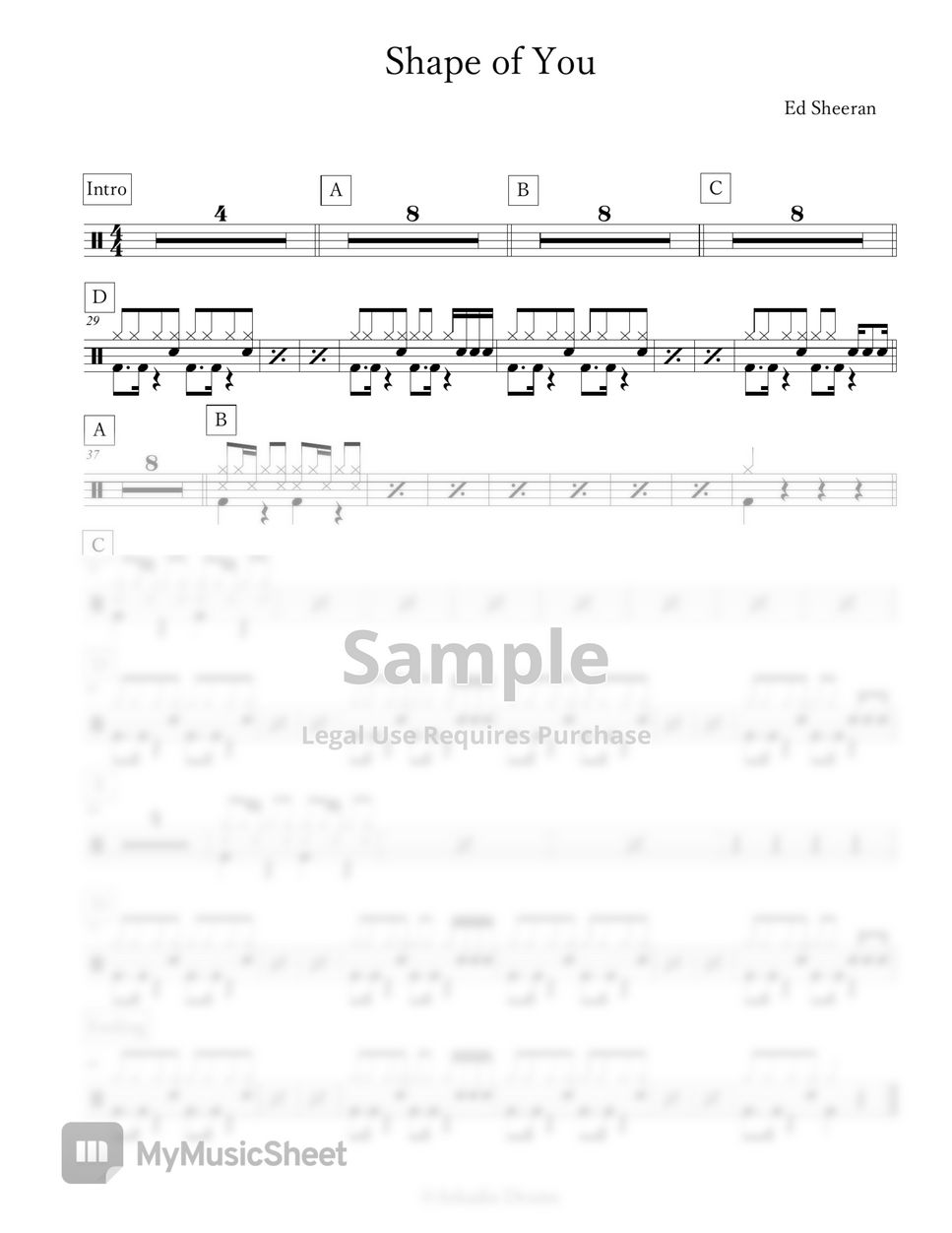 Ed Sheeran - Shape of You Sheets by Arkadai Drums