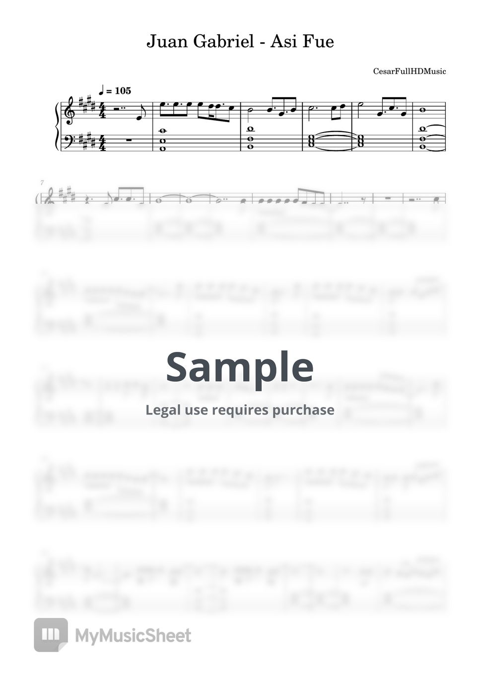 Juan Gabriel - Asi Fue Sheet Music