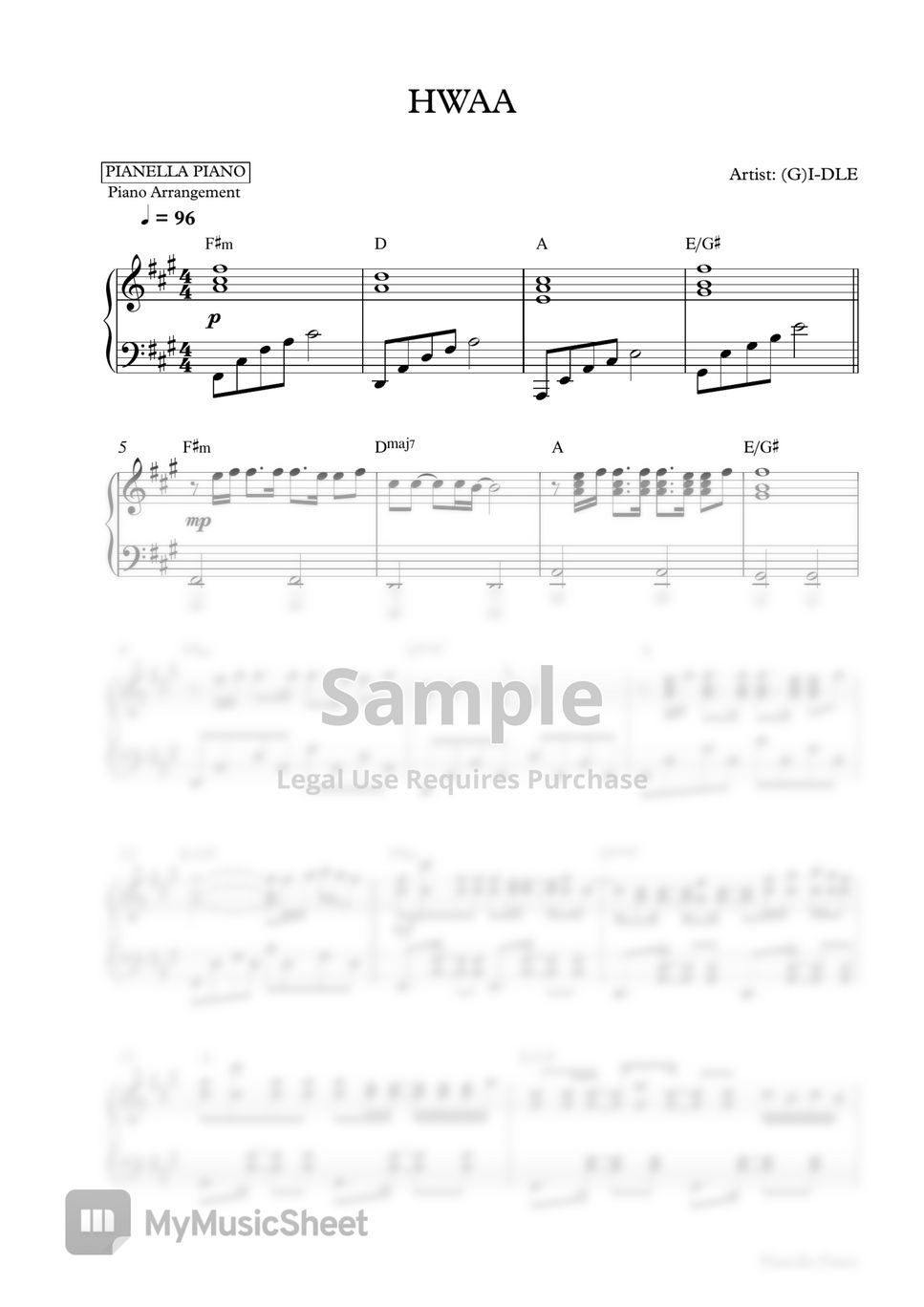 (G)I-DLE - HWAA (Piano Sheet) Sheet Music by Pianella Piano