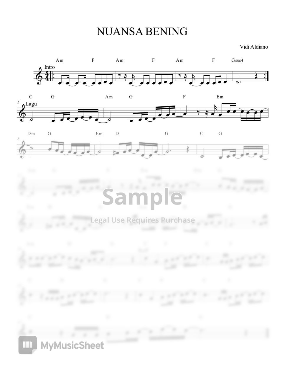 Vidi Aldiano - Nuansa Bening Sheet Music by @mei.blessed