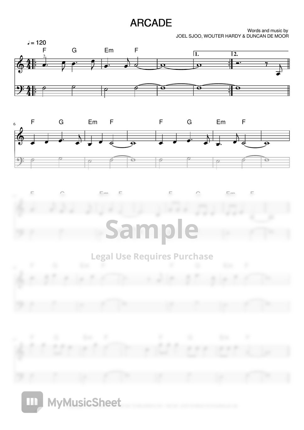 Duncan Laurence - Arcade Sheets by EasyPianoTutorials