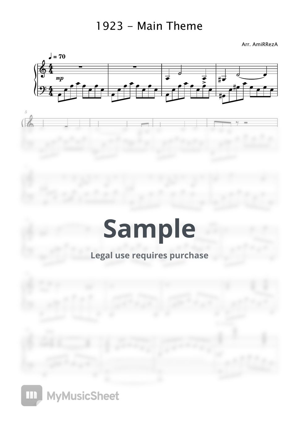 Brian Tyler - Main Theme (1923) Sheet Music by AmiRRezA