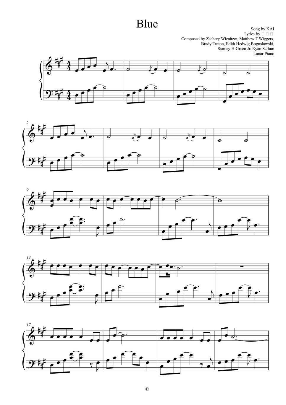 KAI - Blue Sheets by Lunar Piano