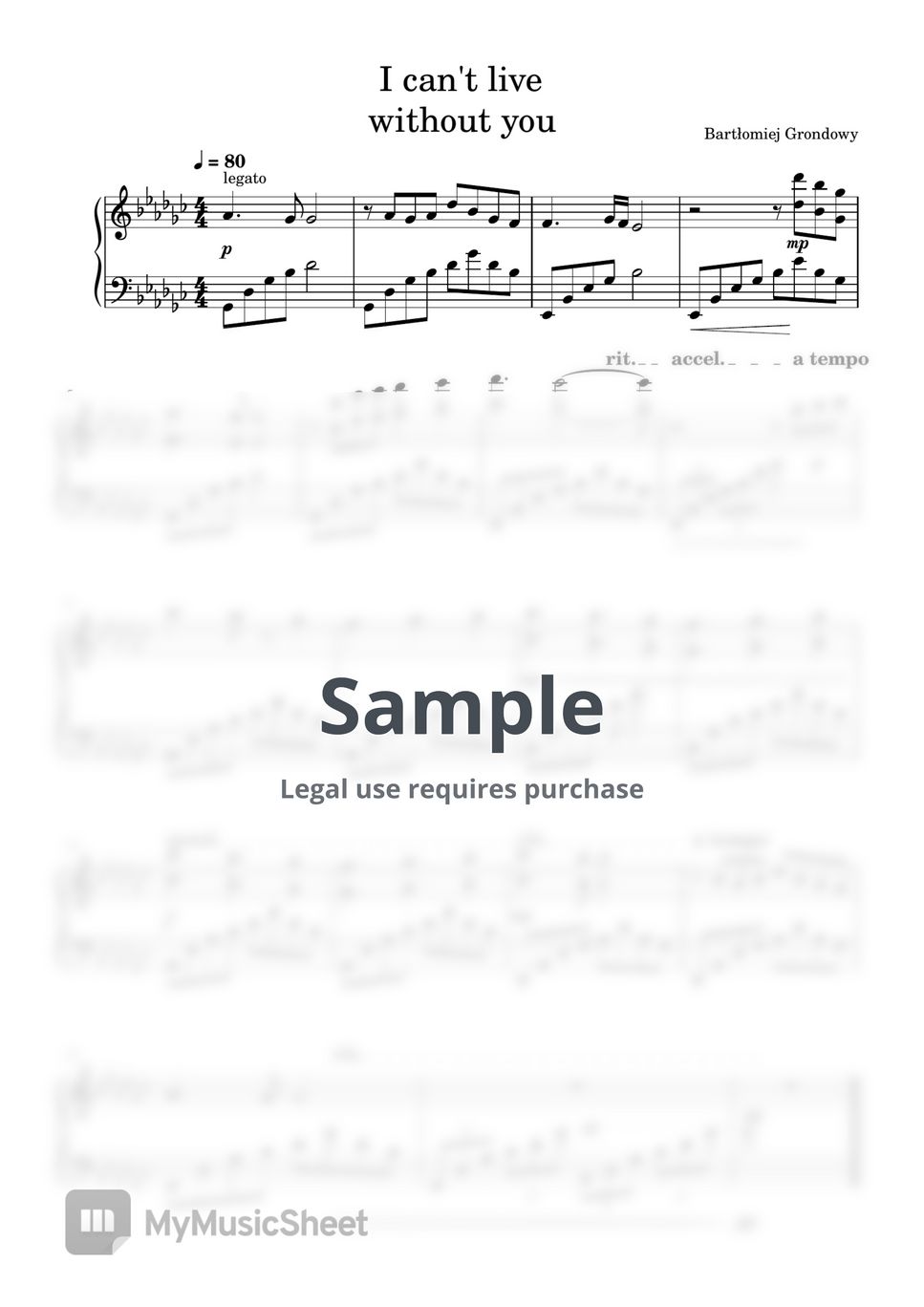Bartłomiej Grondowy - I can't live without you Sheets