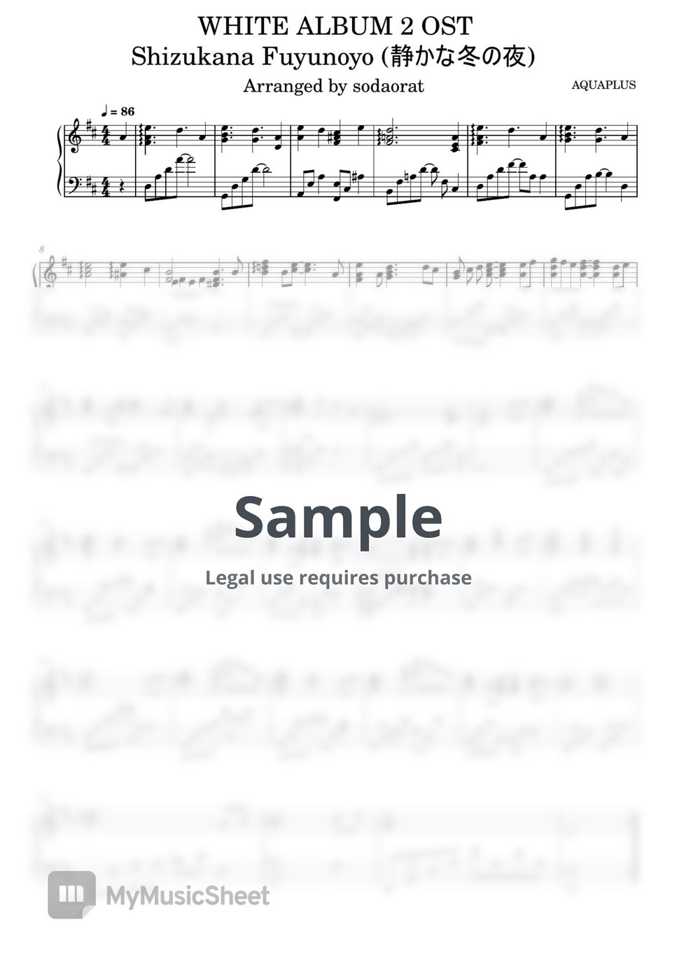 AQUAPLUS - WHITE ALBUM 2 OST - Shizukana Fuyunoyo Sheets by sodaorat