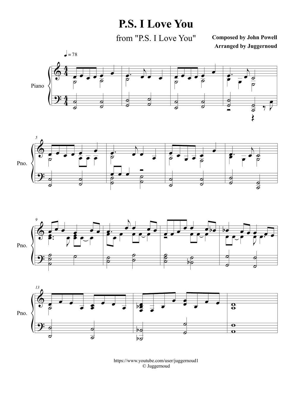 John Powell - P.S. I Love You 楽譜