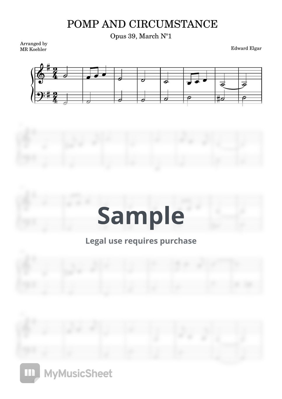 Edward Elgar - Pomp and Circumstance (Easy) 악보 by Marcia Rosa Koehler