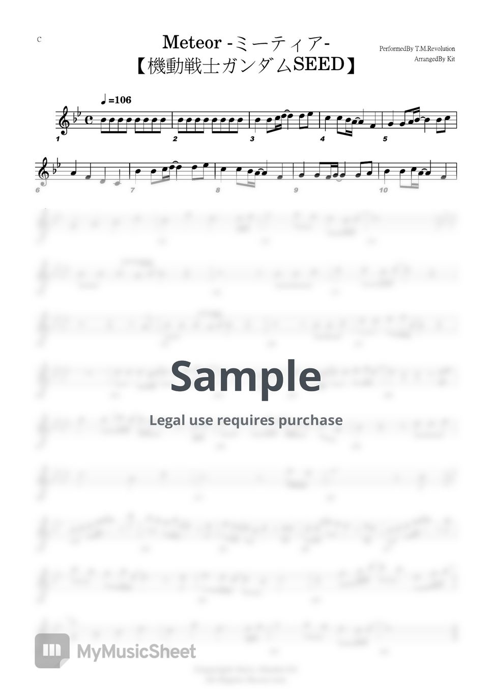 TM REVOLUTION - METEOR (C/ Bb/ F/ Eb Solo Sheet Music) Sheets by ...