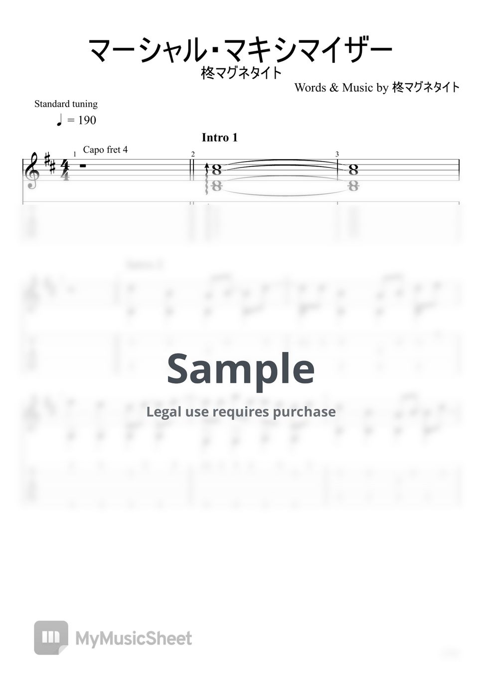 Hiiragi Magnetite - Marshall Maximizer (Fingerstyle) Sheet Music by ...