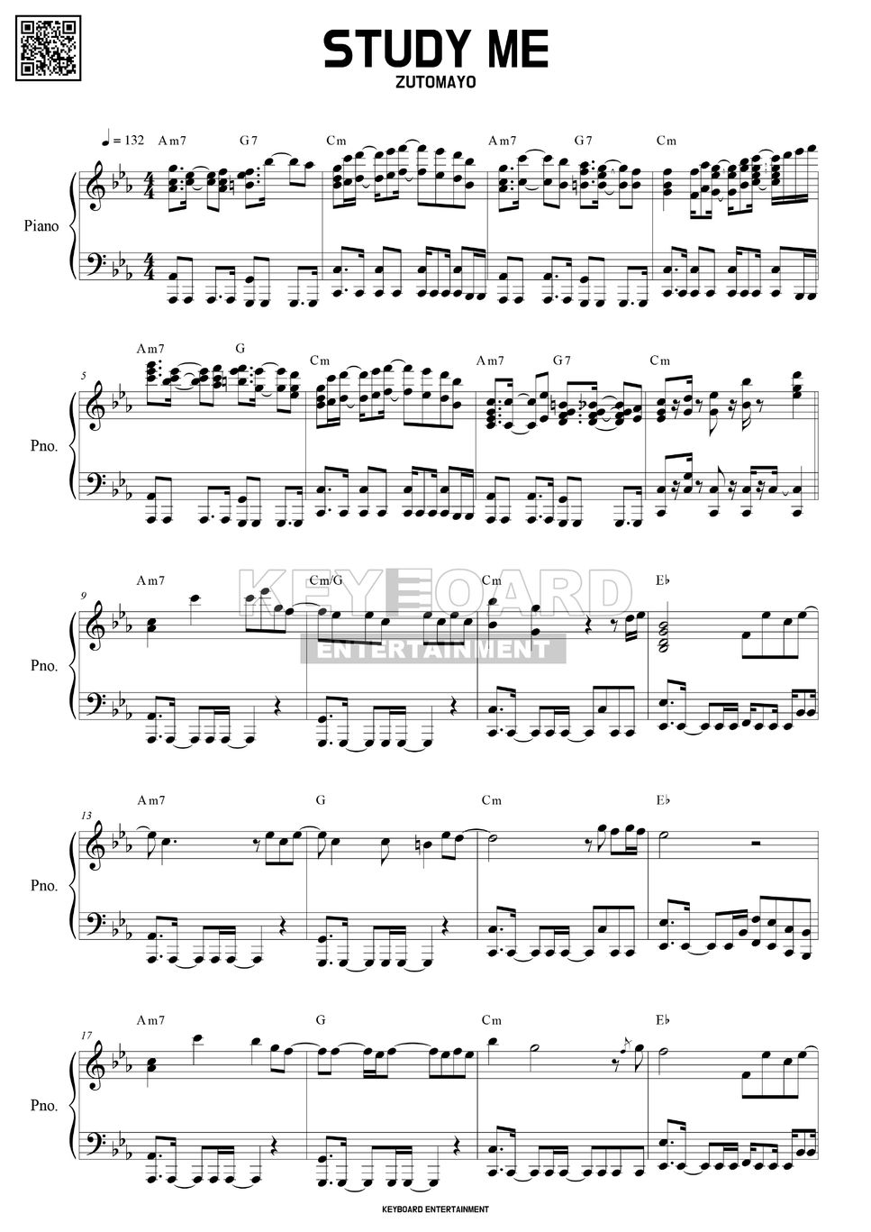 ZUTOMAYO (계속 한밤중이면 좋을 텐데.) - STUDY ME (공부해 줘) Sheet by KEYBOARD ...