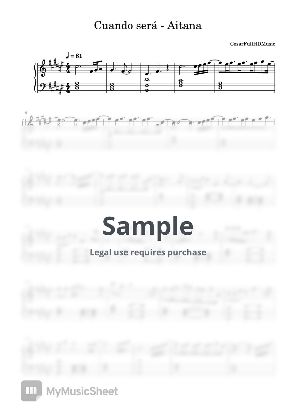 Aitana - Cuando será Sheet Music