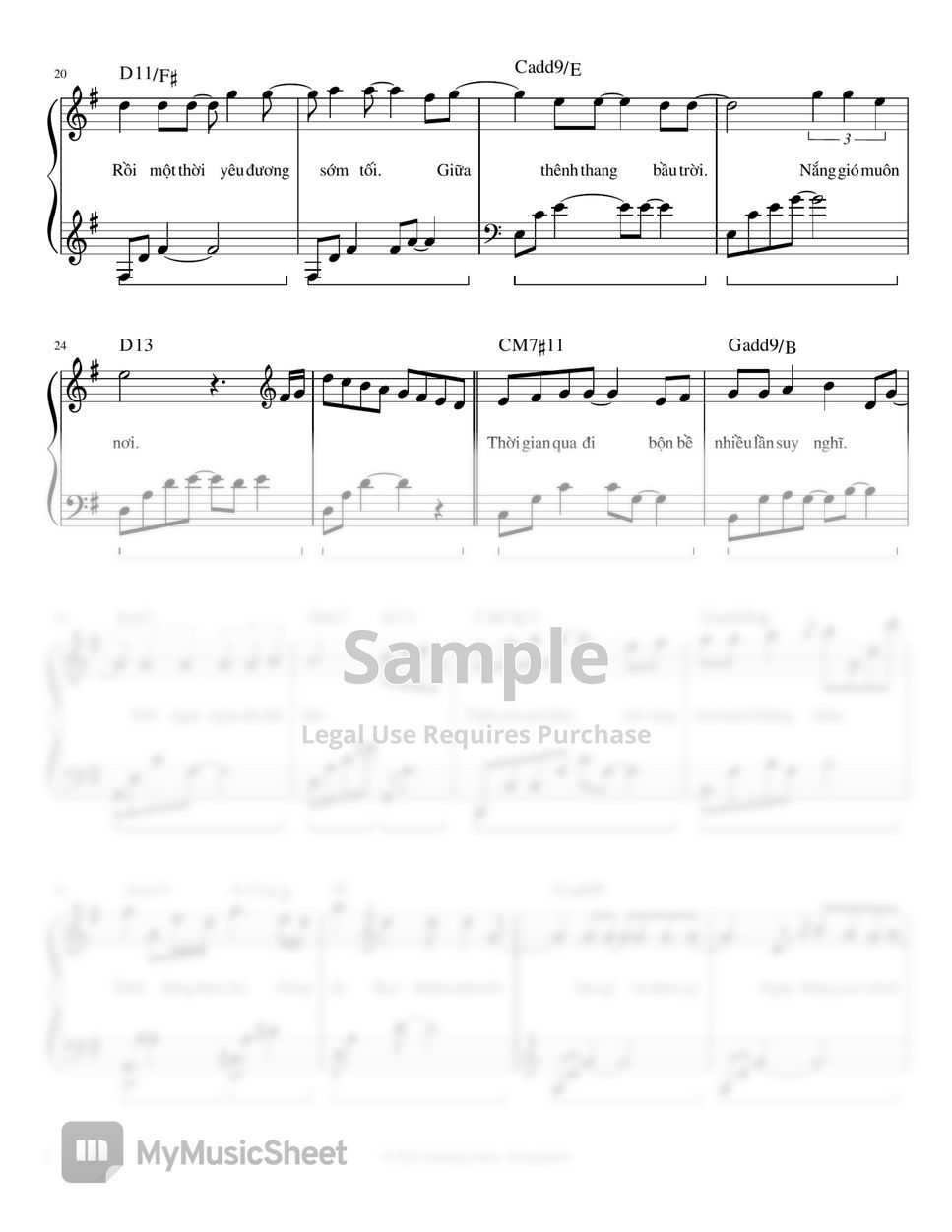 Cover by Vũ Minh Tâm - Dòng Thời Gian (Transcribed) Sheet Music by Le ...