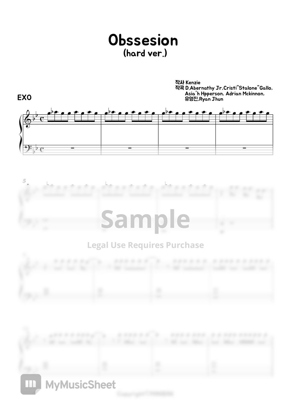 EXO - OBSESSION (Hard Version) Sheet Music by MINIBINI