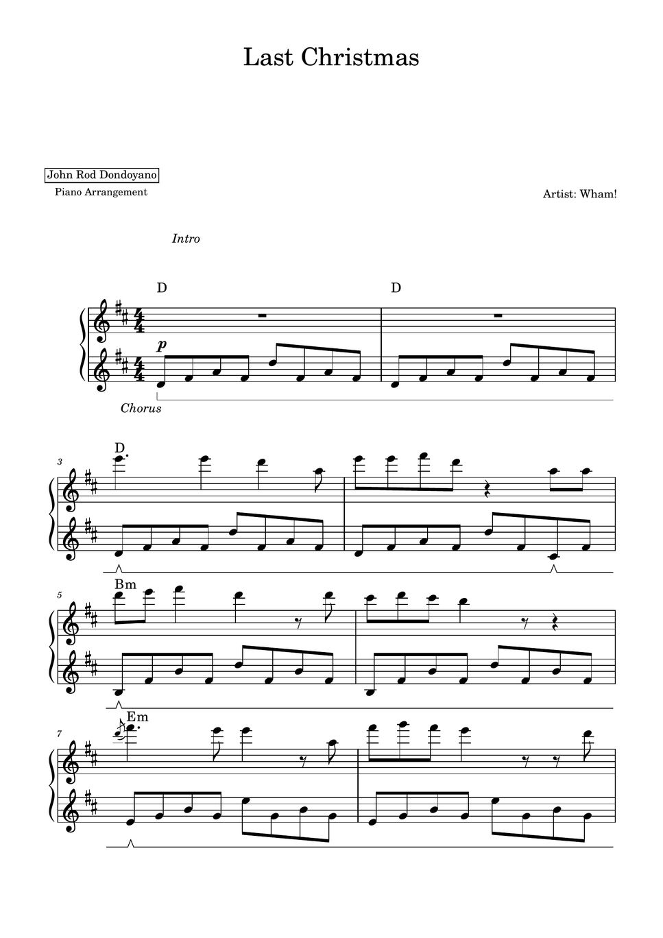 Wham! - Last Christmas (PIANO SHEET) Sheets by John Rod Dondoyano