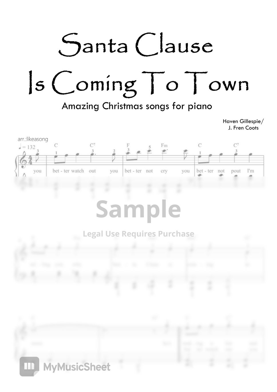 Haven Gillespie/ J. Fren Coots - Santa Clause Is Coming To Town(easy ...