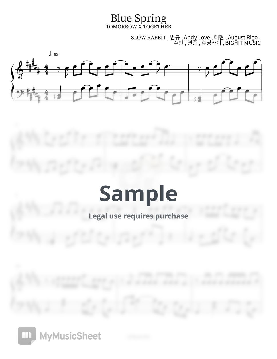 TXT(투모로우바이투게더) - Blue Spring Sheet Music by chihyun416