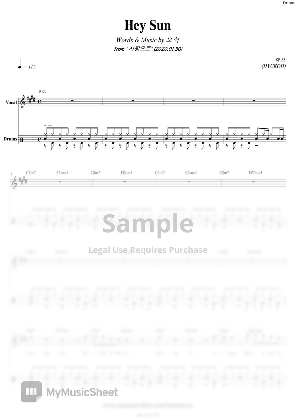 HYUKOH - Hey Sun | Drums 악보
