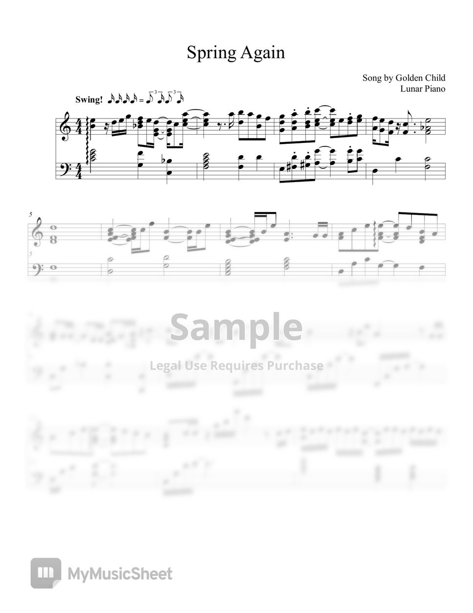 Golden Child - Spring Again 樂譜 by Lunar Piano