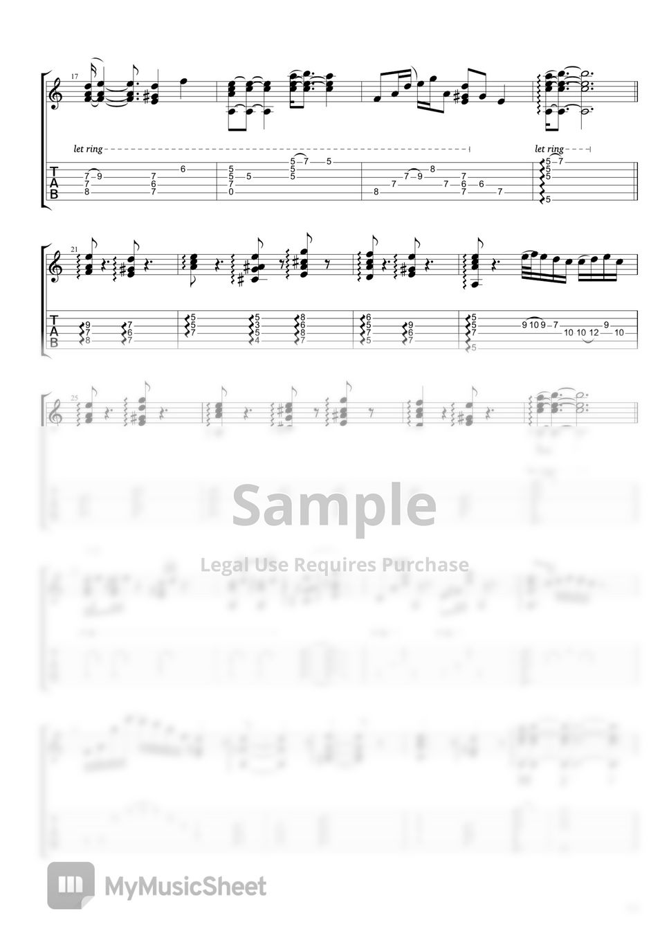 Jamie(박지민) - Stay Beautiful(스테이 뷰티풀) Tab + 1staff by 모르스크 Guitar coverER