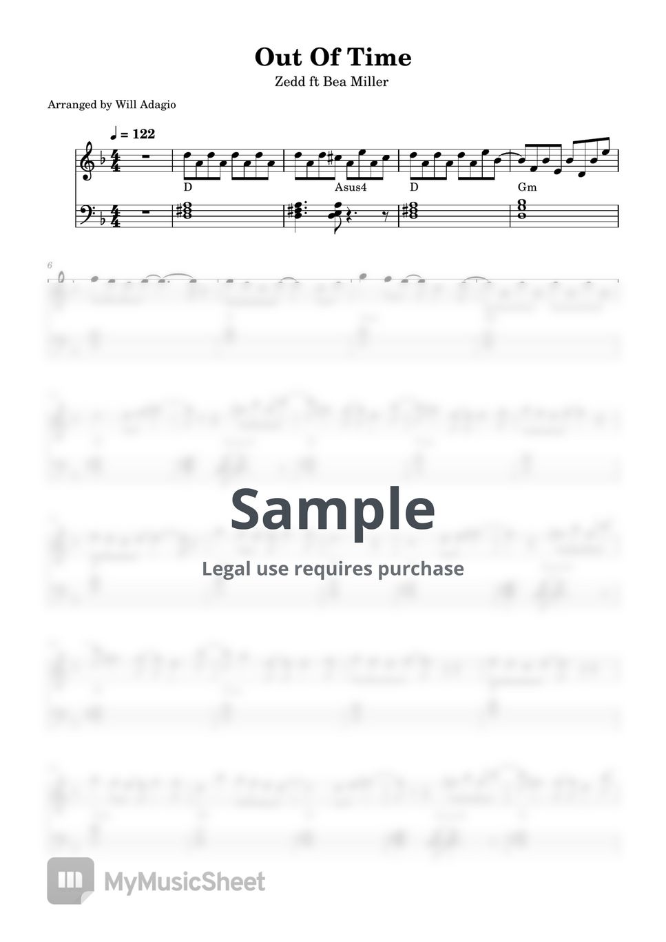 Zedd - Out Of Time Sheet Music by Will Adagio