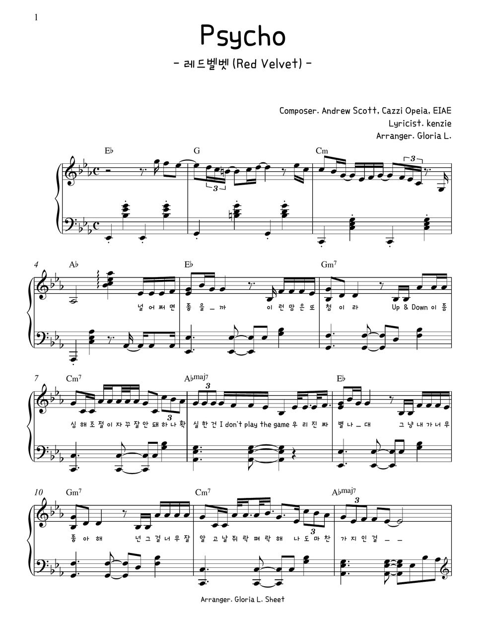 Red Velvet (레드벨벳) - Psycho Sheet by Gloria L.