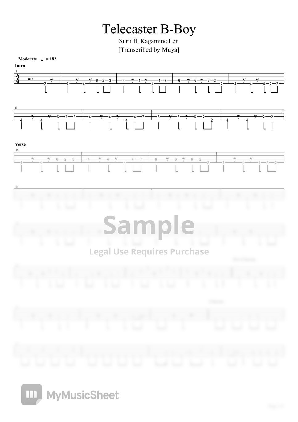 Surii - Telecaster B-Boy (Bass TAB) Sheets by Muya