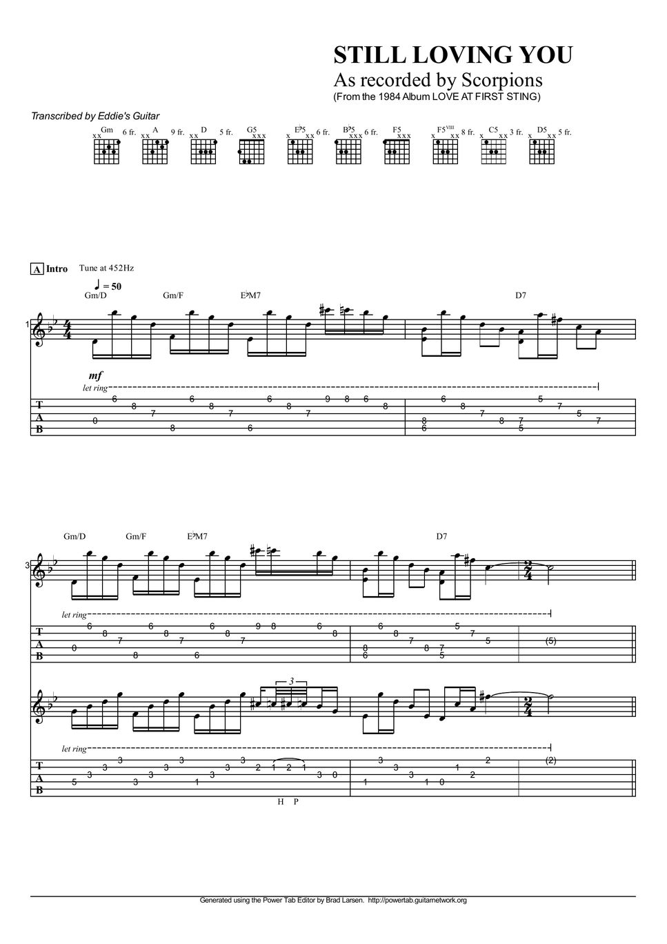 Scorpions - Still Loving You Tab + 1staff by Klaus Meine