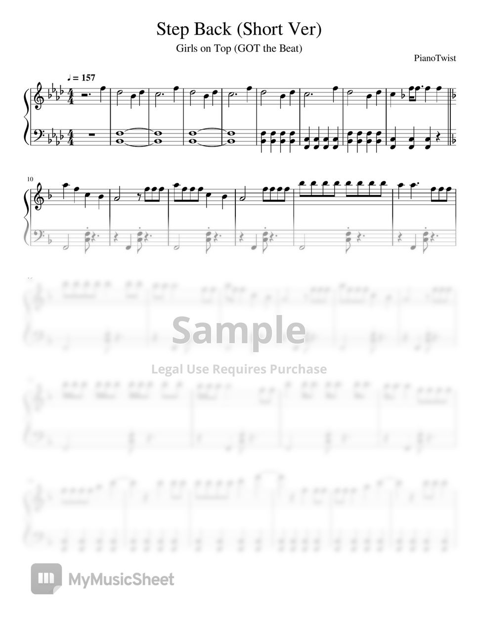 GOT the beat (Girls on Top) - Step Back (Short Version) 楽譜 by Piano Twist