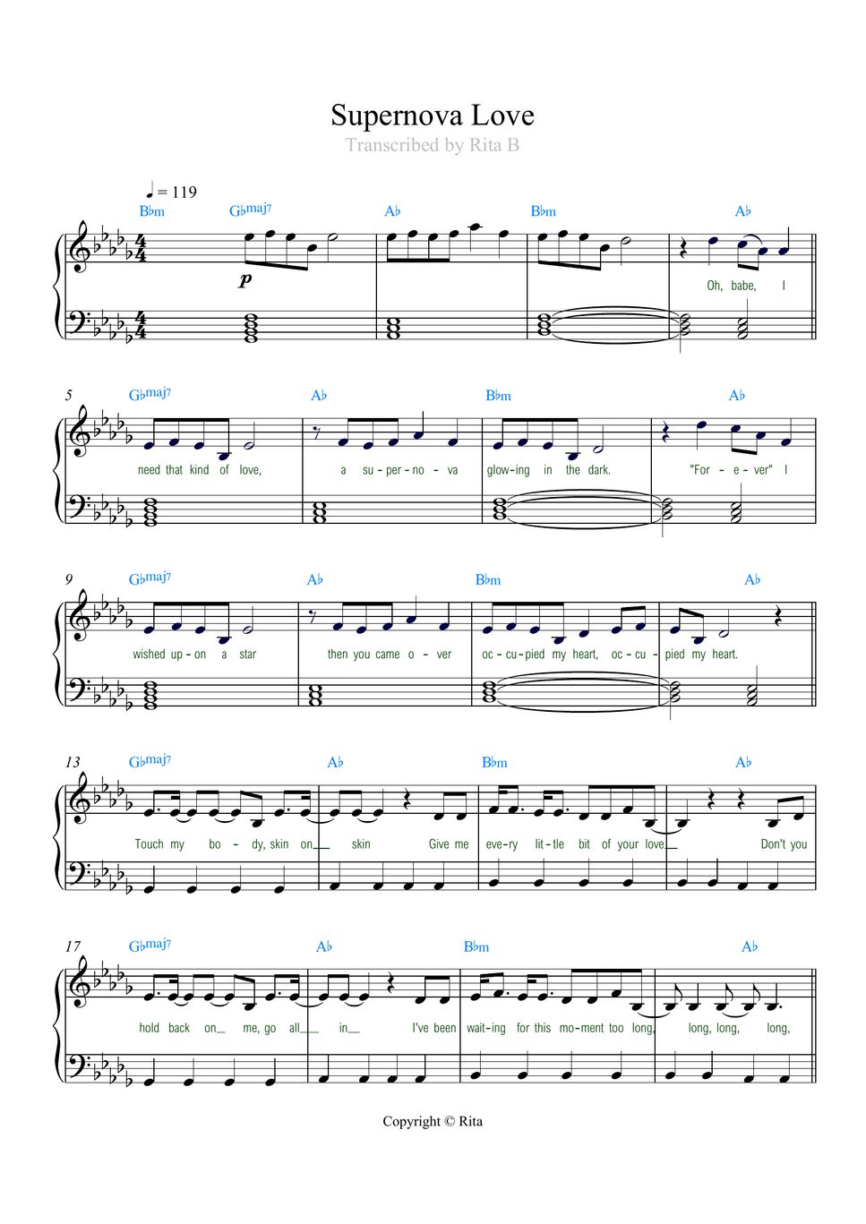 IVE - Supernova Love featuring David Guetta (Accurate easy version with lyrics and chords) Sheet ...