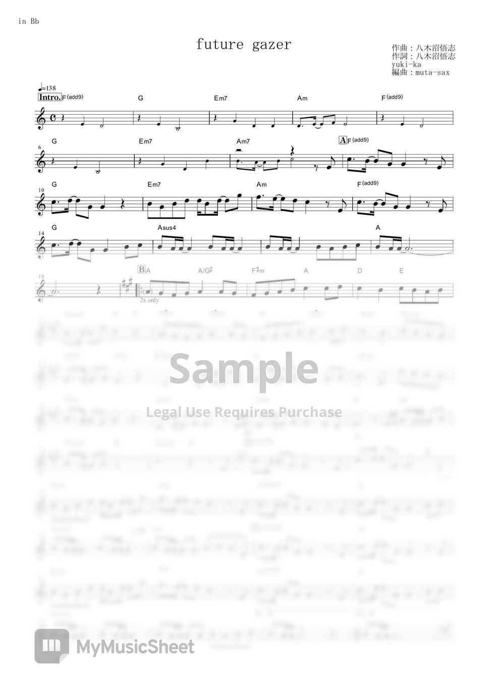 A Certain Scientific Railgun - future gazer (in Bb) Лист by fripSide