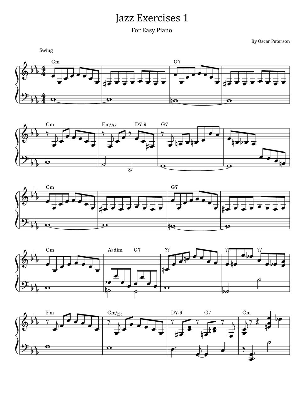 Oscar Peterson - Jazz Exercises 1 (For Easy Piano With Chord) Sheets by ...