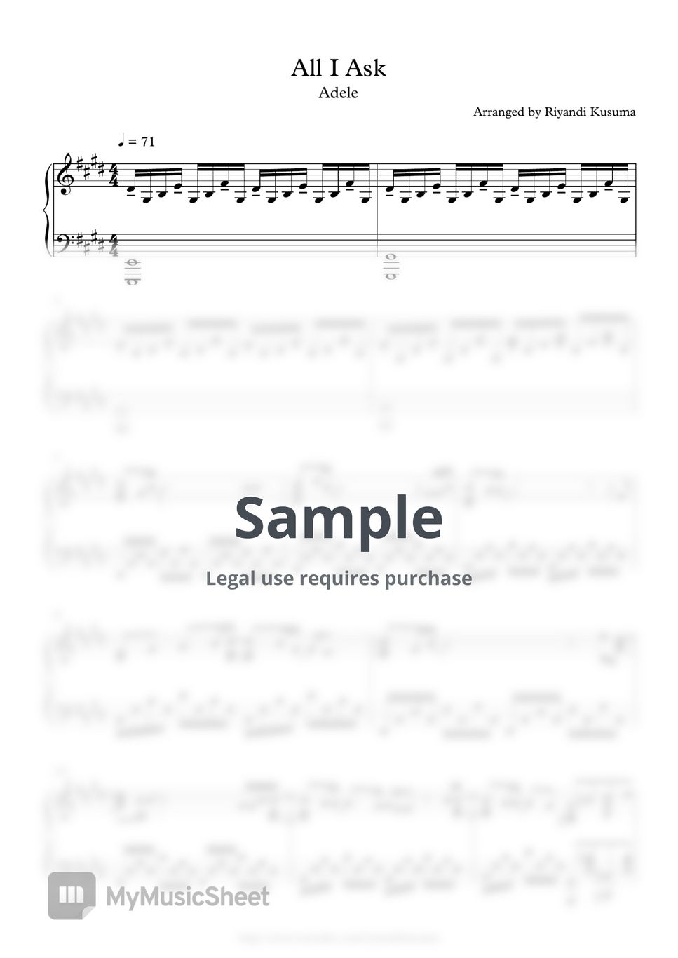 Adele - All I Ask 악보 by Riyandi Kusuma