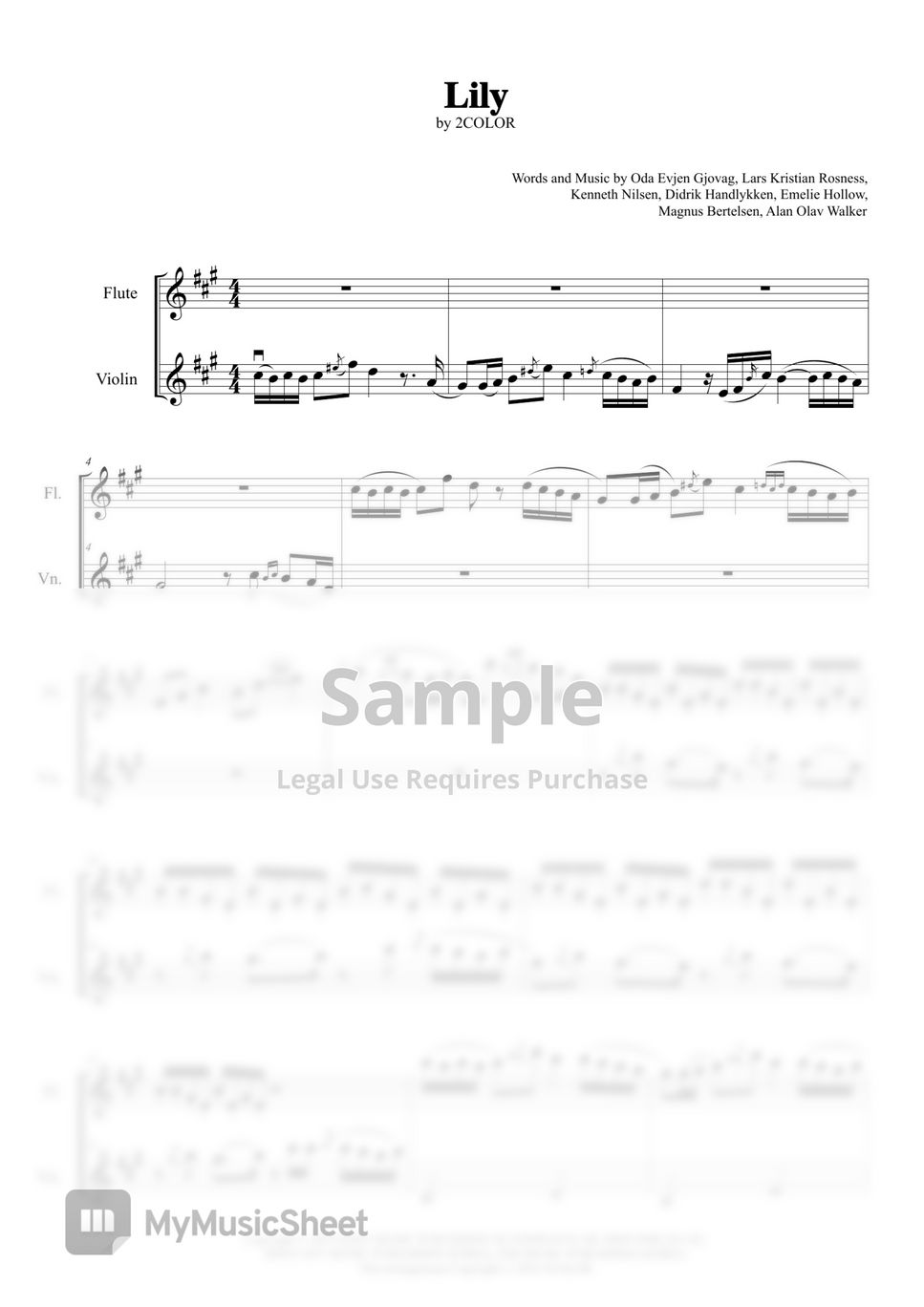 Alan Walker - Lily Sheet Music by 2COLOR