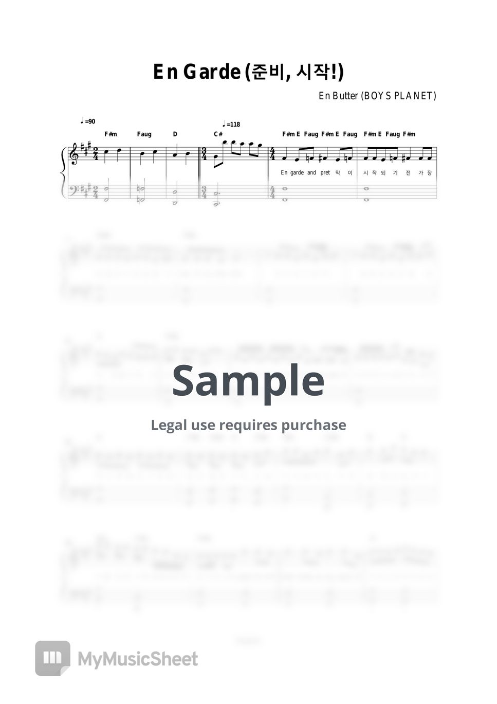 En Butter (BOYS PLANET) - En Garde (준비, 시작!) (Easy ver.) Sheets by Dopiano